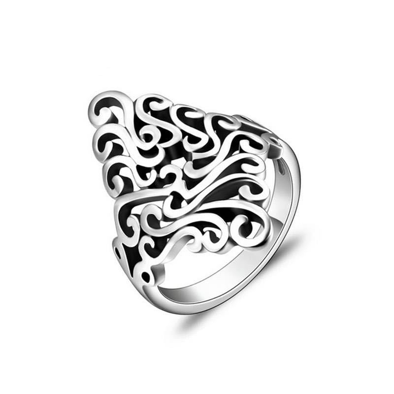 Wholesale 925 Sterling Silver Floral Hollow Out Pattern Ring Vintage ...