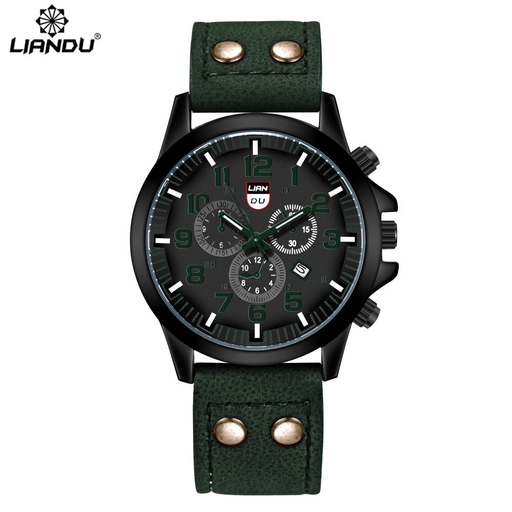 Wholesale LIANDU Men's Quartz Watch with Calendar, Double-Pin PU Strap ...