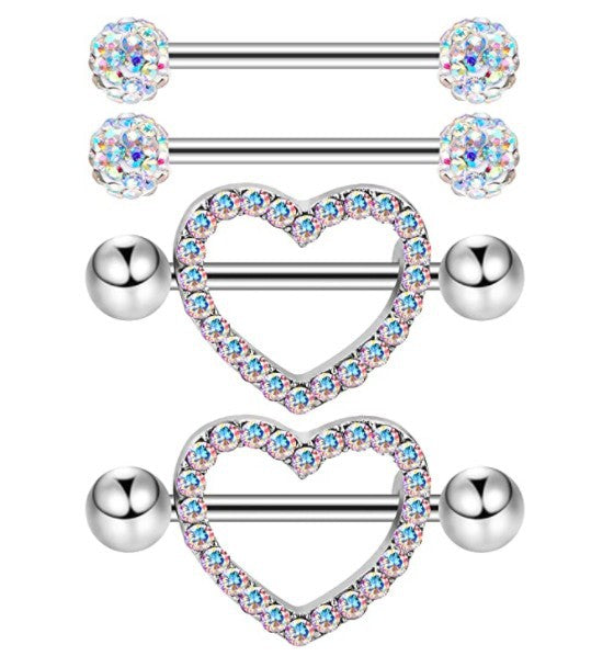 Wholesale 14G Non-Rust Steel Heart-Shaped Double Layer Full Drilled ...