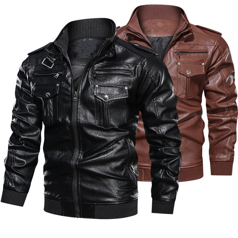 Wholesale Men's Retro Washed PU Leather Jacket for Autumn and Winter ...