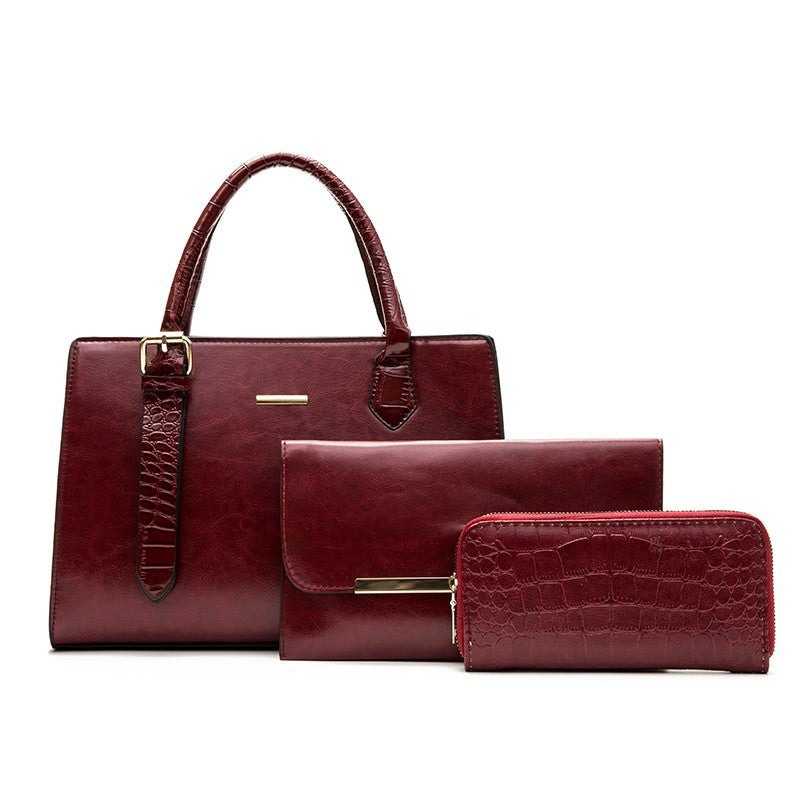 Wholesale Retro European Style PU Women's 3-Piece Handbag Set with ...