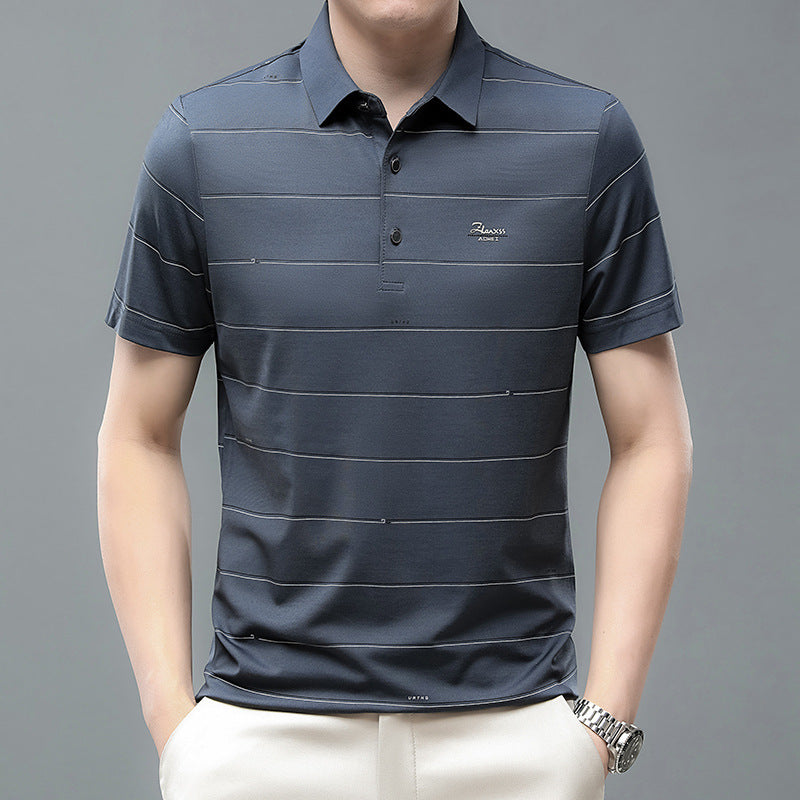 Wholesale Men's Korean Style Short Sleeve POLO Shirt with Floral/Stripe ...